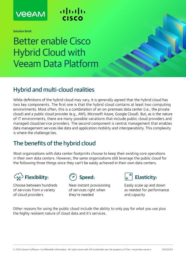 Enable Cisco Hybrid Cloud With Veeam Data Platform