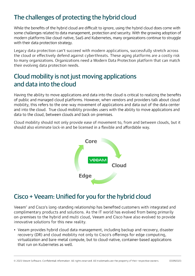 Enable Cisco Hybrid Cloud With Veeam Data Platform