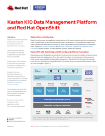 Kasten K10 Data Management Platform and Red Hat OpenShift