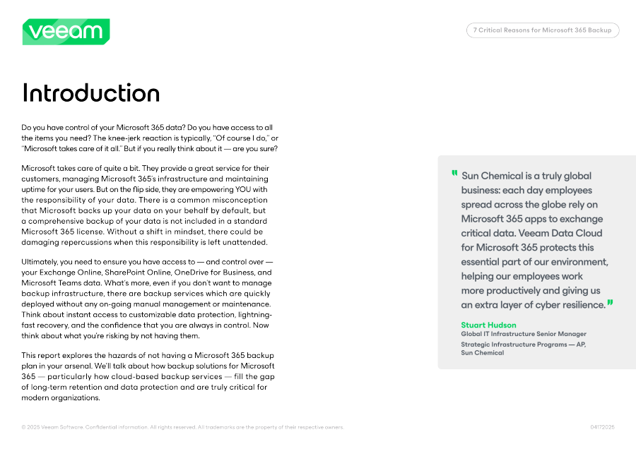 7 Critical Reasons for Microsoft 365 Backup 7 Critical Reasons for Microsoft 365 Backup