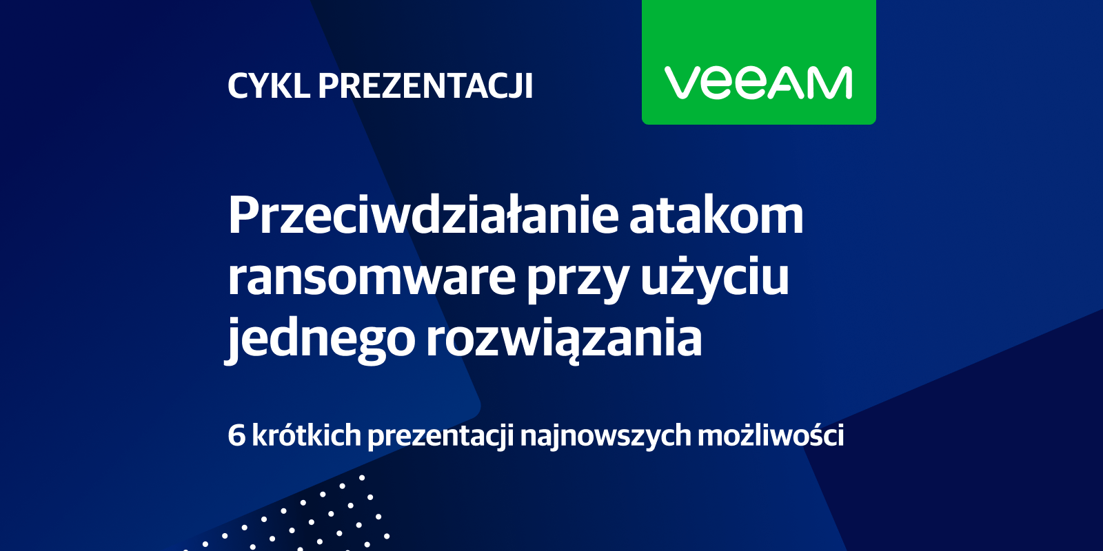 Cykl prezentacji na temat ochrony przed atakami ransomware — Veeam
