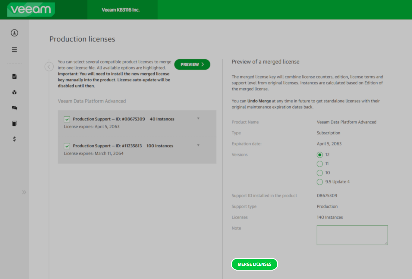 KB3116: How to Merge Veeam Data Platform Licenses