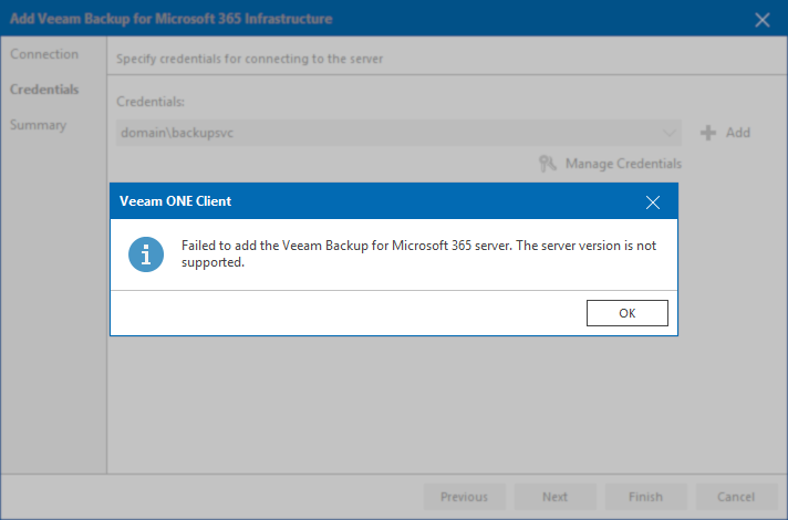 Kb4418 Error When Adding Veeam Backup For Microsoft 365 To Veeam One