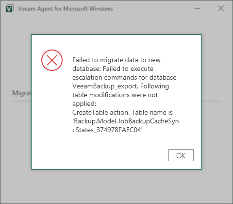 KB4547: Upgrading Veeam Agent for Microsoft Windows from 5.0.x to 6.1.x fails with: Failed to ...