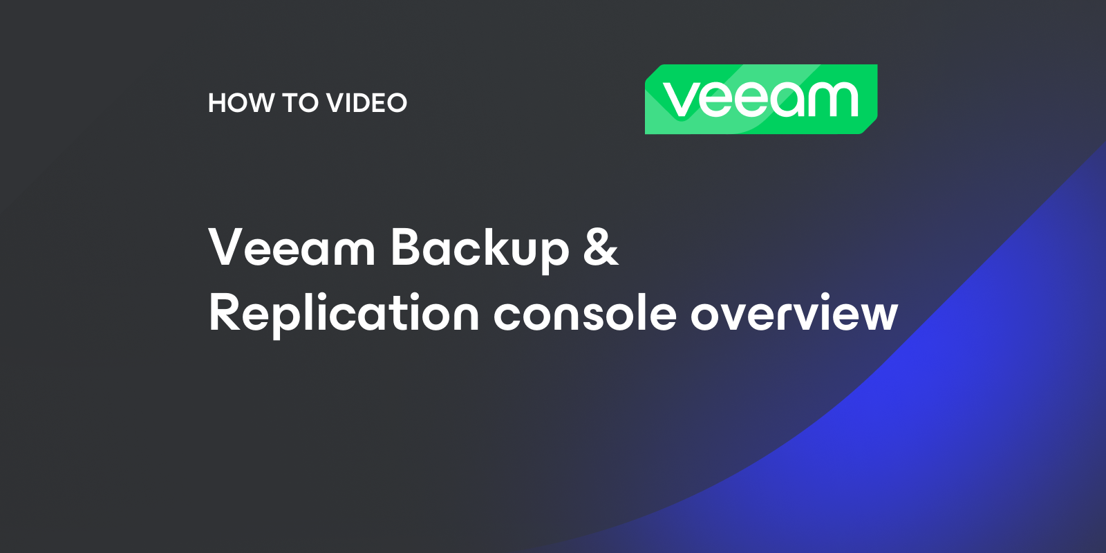 Veeam Backup & Replication console overview
