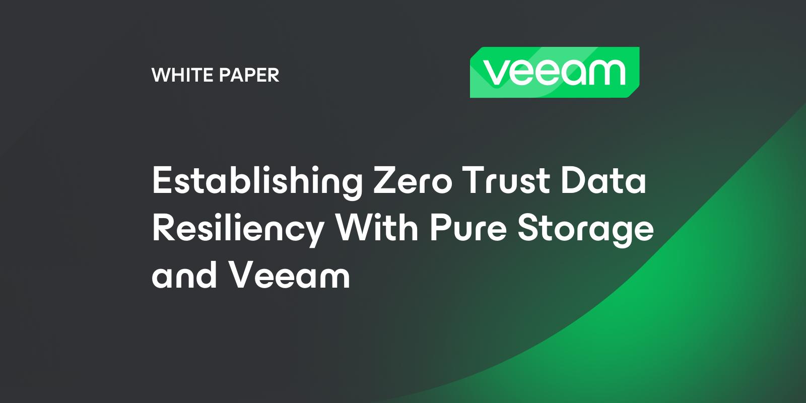 Establishing Zero Trust Data Resiliency With Pure Storage and Veeam Establishing Zero Trust Data Resiliency With Pure Storage and Veeam
